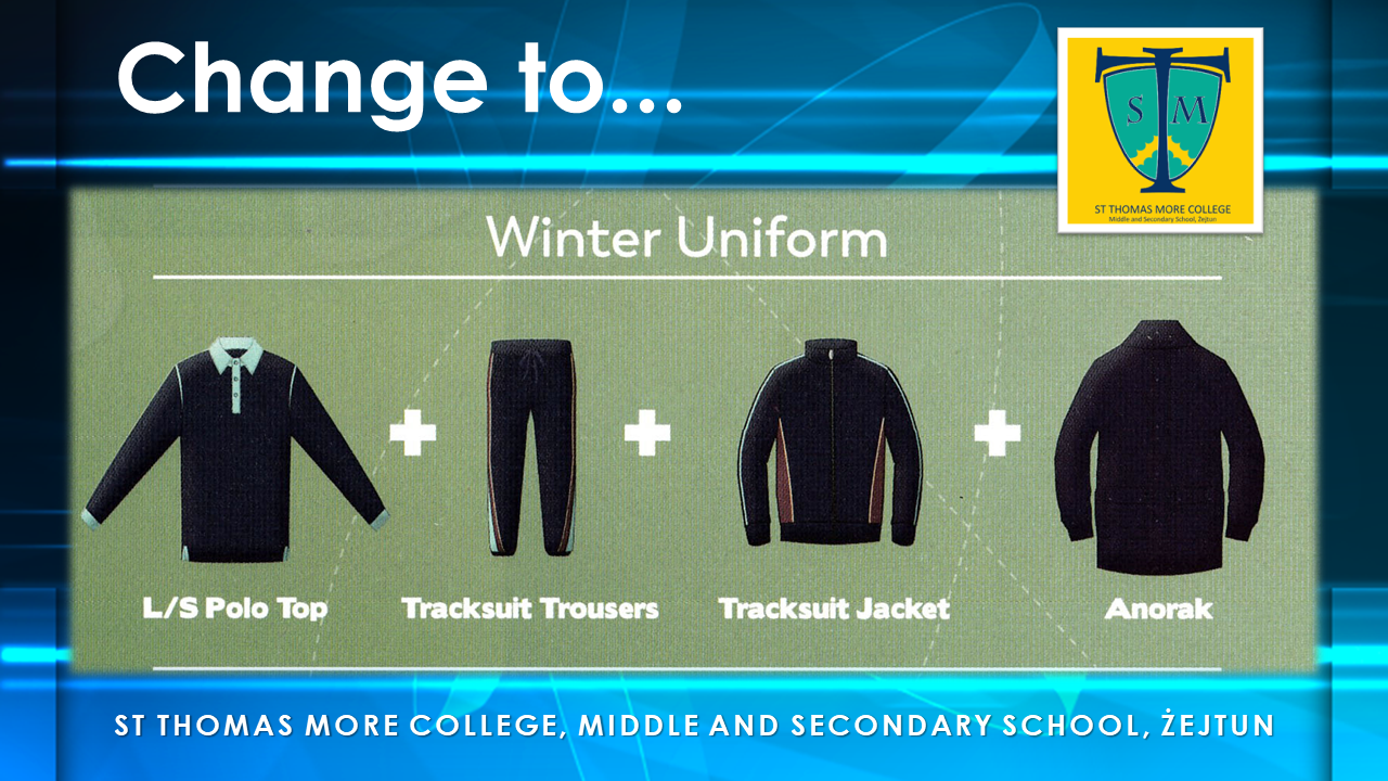 Change to winter uniform – Nov 2022 - St Thomas More College